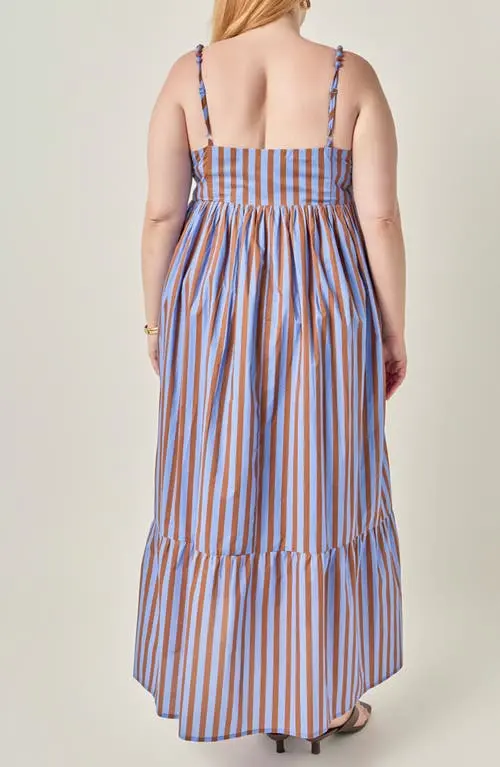 English Factory Striped Cotton Maxi Dress With Tiered Skirt