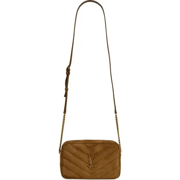 Saint Laurent Loulou Matelassé Suede Camera Bag - Caramel Cognac