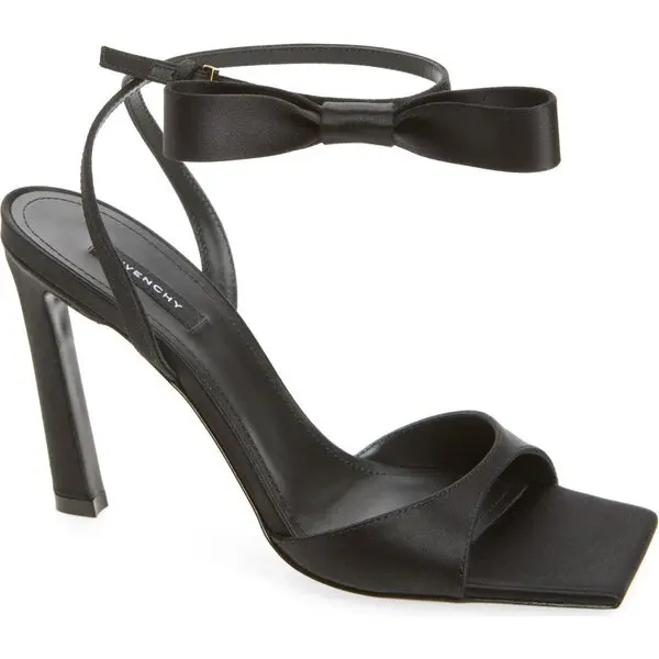 Givenchy Satin Bow Ankle Strap Sandals - Black