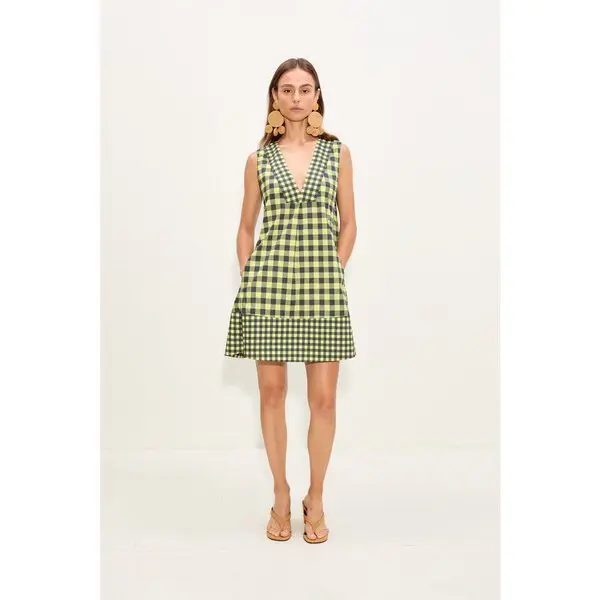 SIMONMILLER Sleeveless Gingham Check Mini Dress