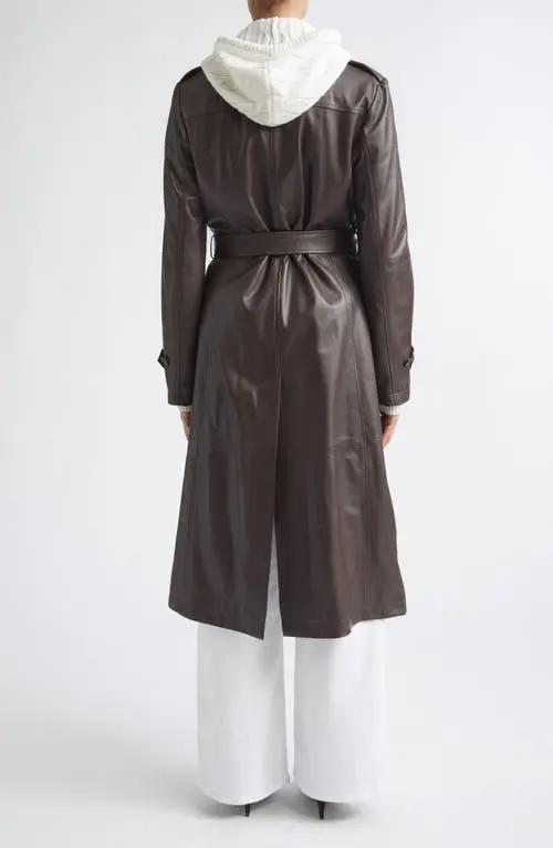 Eleventy Leather Trench Coat