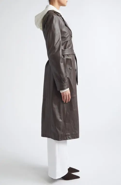 Eleventy Leather Trench Coat