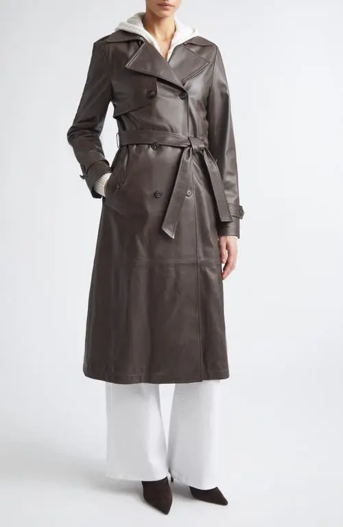 Eleventy Leather Trench Coat