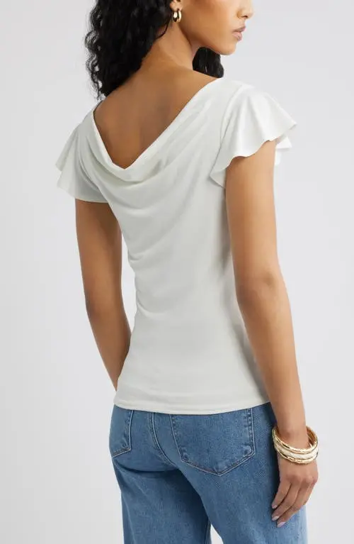 OPEN EDIT Flutter Sleeve Top - Ivory