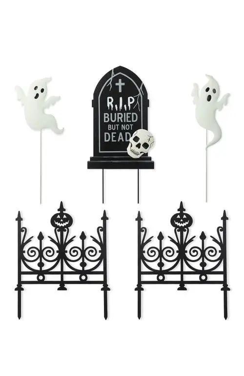 GLITZHOME Set Of 5 Halloween Metalgraveyard Set Yard Stakes
