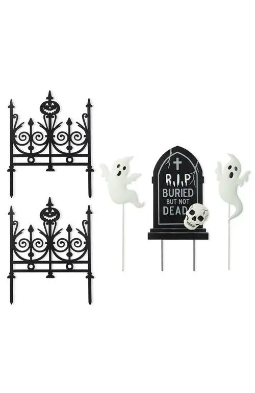 GLITZHOME Set Of 5 Halloween Metalgraveyard Set Yard Stakes