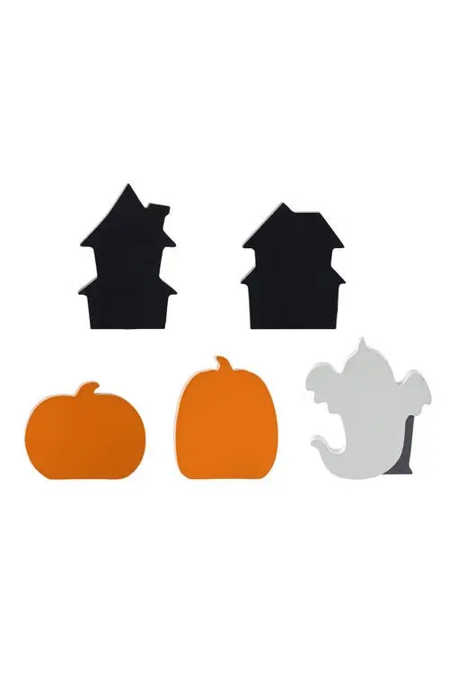 GLITZHOME Set Of 5 Halloween Wooden Haunted House