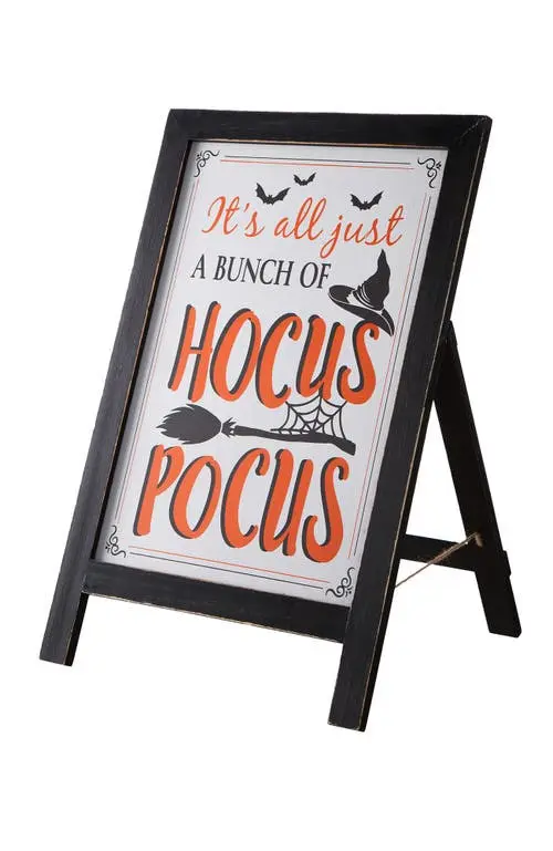 GLITZHOME Halloween Wooden Standing Easel Sign Decor Or Hanging Decor - Black