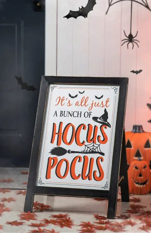 GLITZHOME Halloween Wooden Standing Easel Sign Decor Or Hanging Decor