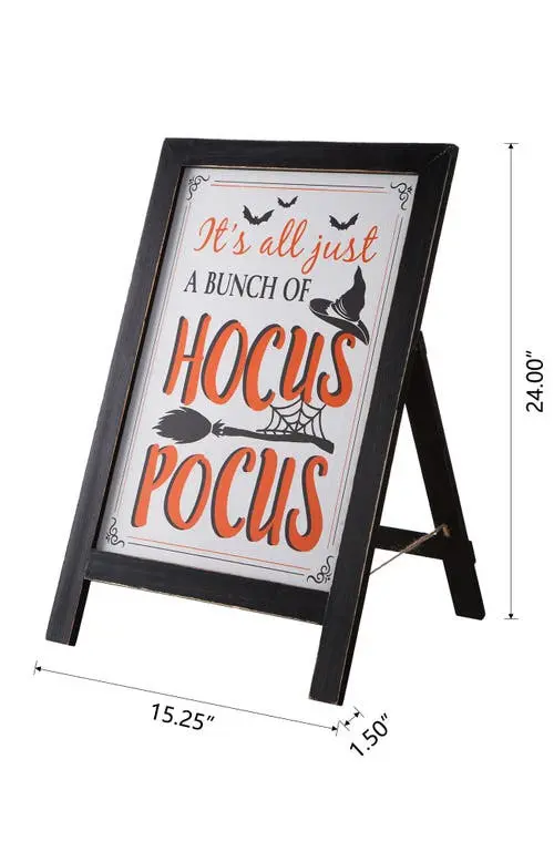 GLITZHOME Halloween Wooden Standing Easel Sign Decor Or Hanging Decor