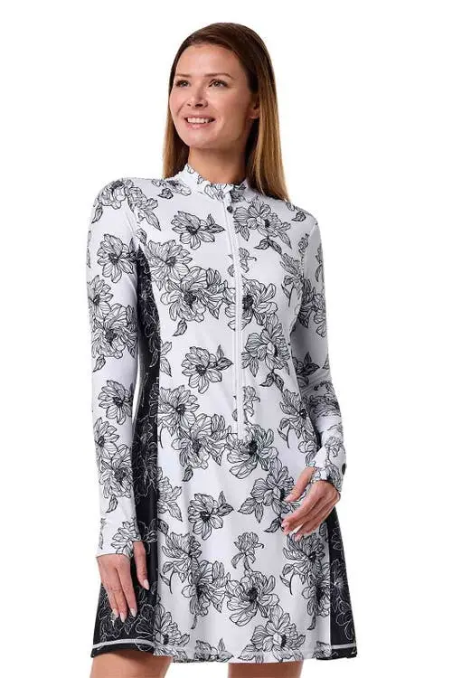 Coolibar Aspen Sunrise Swim Dress With Long Sleeves