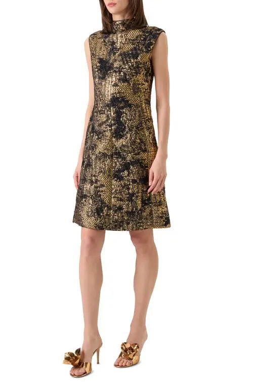 Akris Fragmented Techno Lamé Jacquard Dress