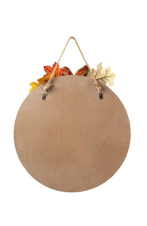 GLITZHOME Fall Wooden Round Word Sign Door Hanger