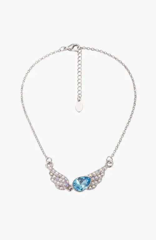 MODENAIRE Angel Wing Teardrop Pendant Necklace With Crystals