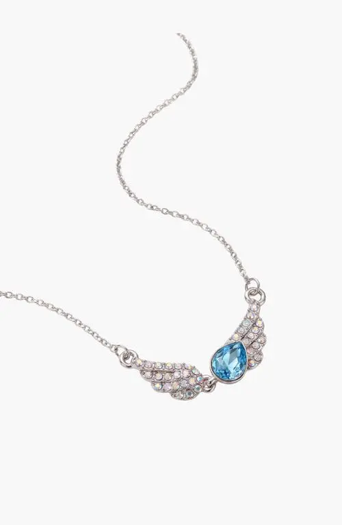 MODENAIRE Angel Wing Teardrop Pendant Necklace With Crystals
