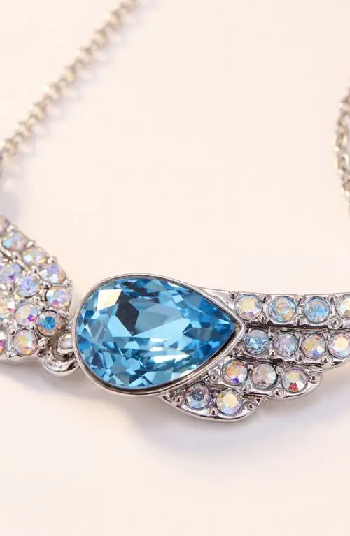 MODENAIRE Angel Wing Teardrop Pendant Necklace With Crystals