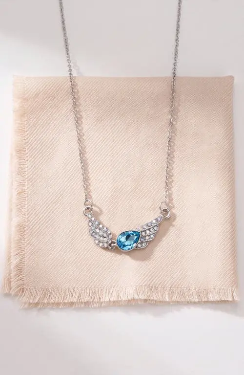 MODENAIRE Angel Wing Teardrop Pendant Necklace With Crystals