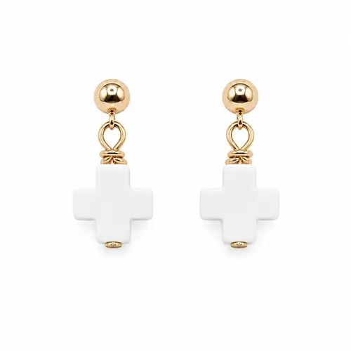 BOWOOD LANE Halo Cross Drop Earrings