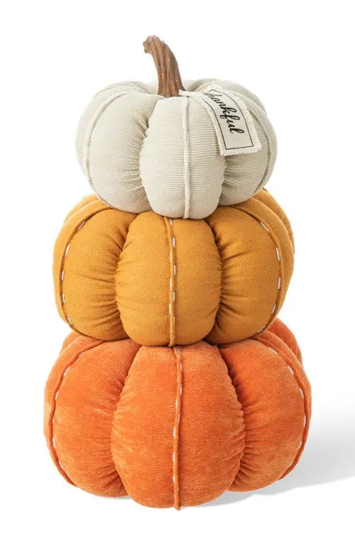 GLITZHOME 13"h Fall Stacked Fabric Pumpkin