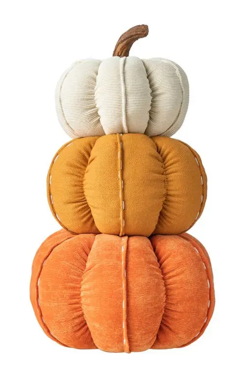 GLITZHOME 13"h Fall Stacked Fabric Pumpkin