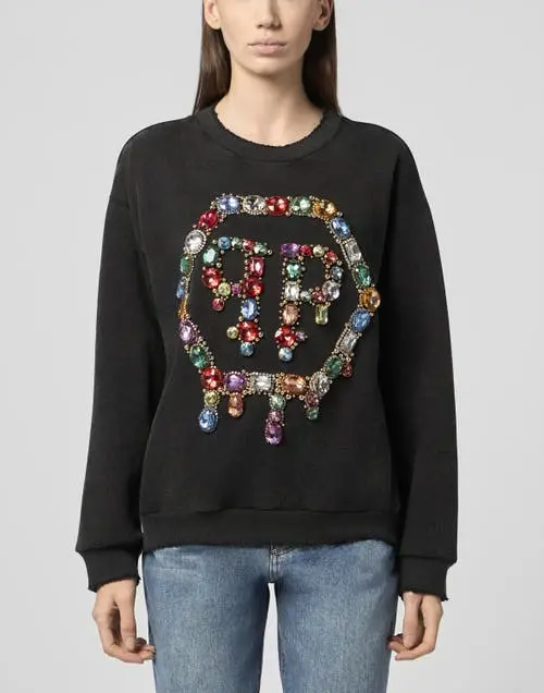 Philipp Plein Open Back Sweatshirt With Hexagon Stone Embellishment