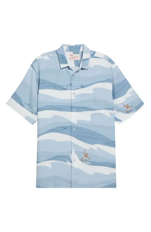 KAHALA Surf Jacquard Short Sleeve Button-up Shirt