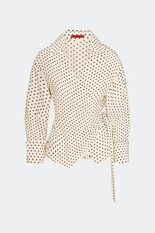 SIMONMILLER Anya Crepe Polka Dot Wrap Top