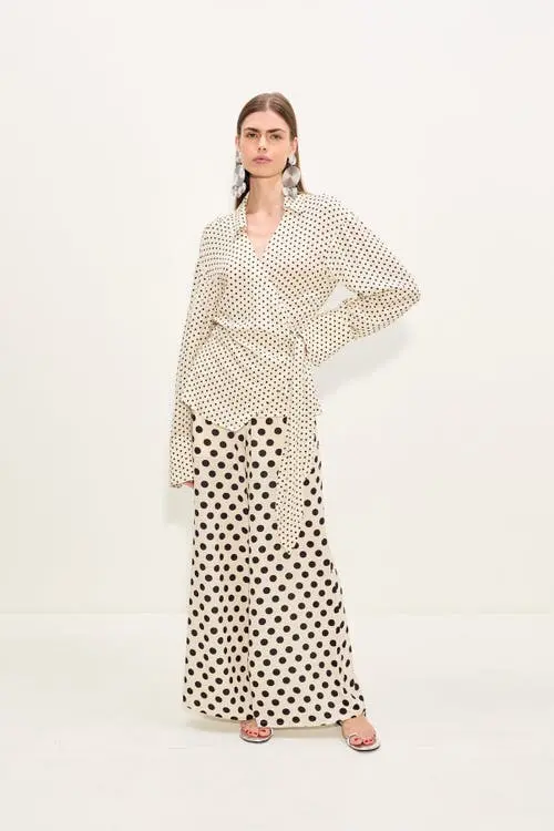 SIMONMILLER Anya Crepe Polka Dot Wrap Top