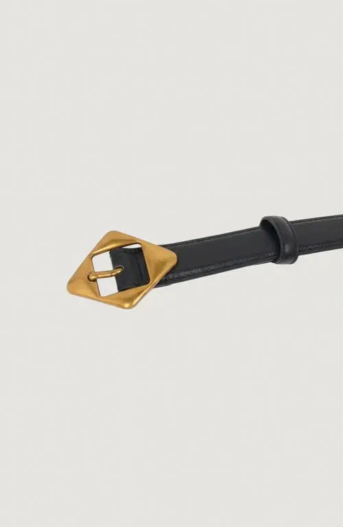 MODENAIRE Leather Belt With Geometric Buckle