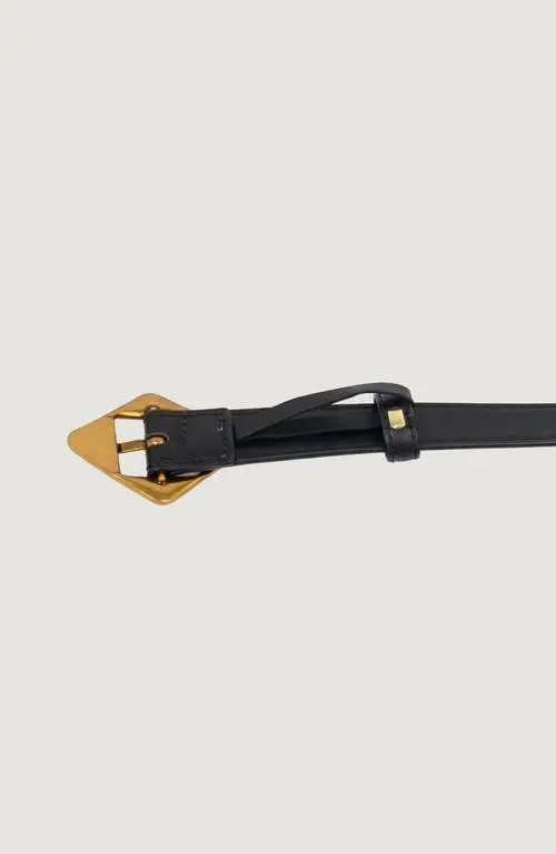 MODENAIRE Leather Belt With Geometric Buckle