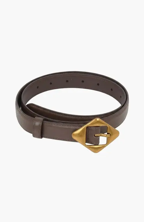 MODENAIRE Leather Belt With Geometric Buckle - Brown