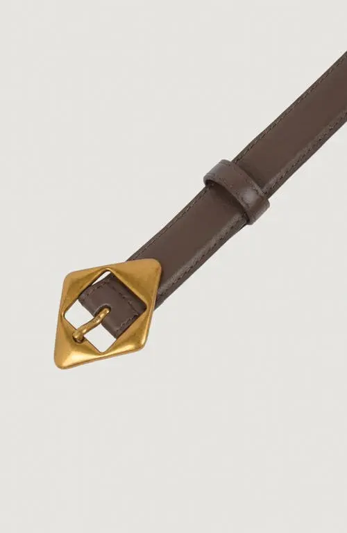 MODENAIRE Leather Belt With Geometric Buckle - Brown