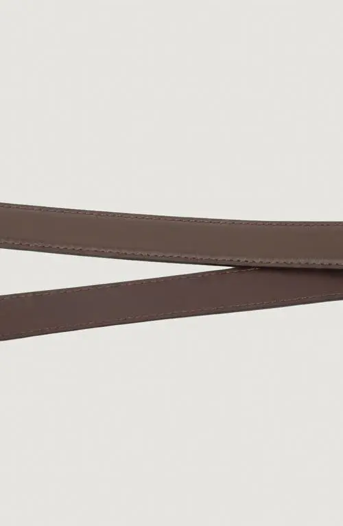 MODENAIRE Leather Belt With Geometric Buckle - Brown