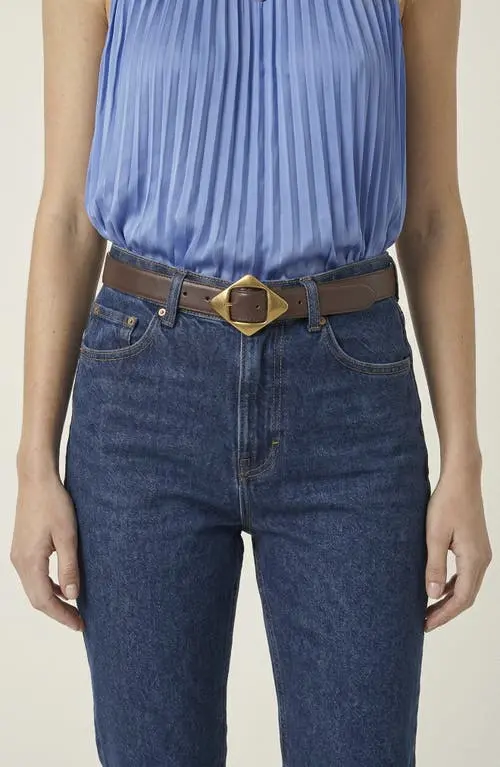 MODENAIRE Leather Belt With Geometric Buckle - Brown