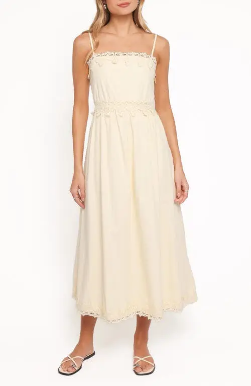 PETAL & PUP Kiana Midi Dress With Lace Accents