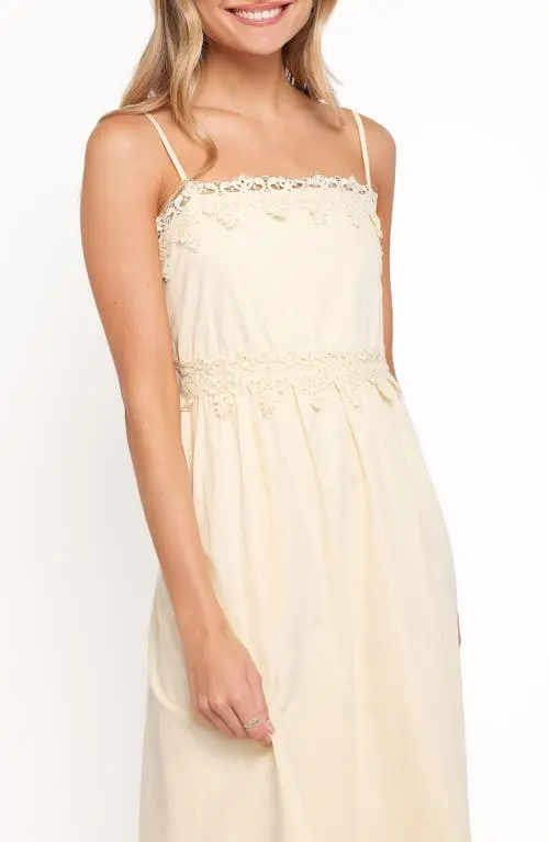 PETAL & PUP Kiana Midi Dress With Lace Accents