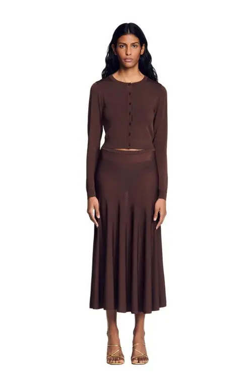 Sandro Sheer Knit Cropped Cardigan