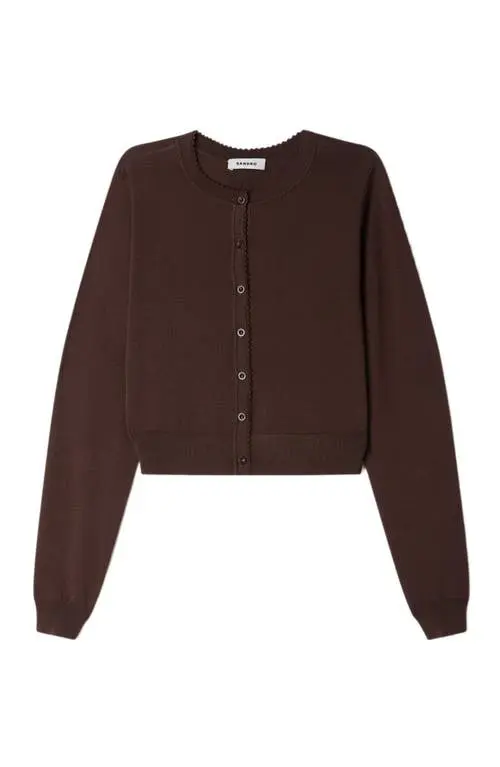 Sandro Sheer Knit Cropped Cardigan