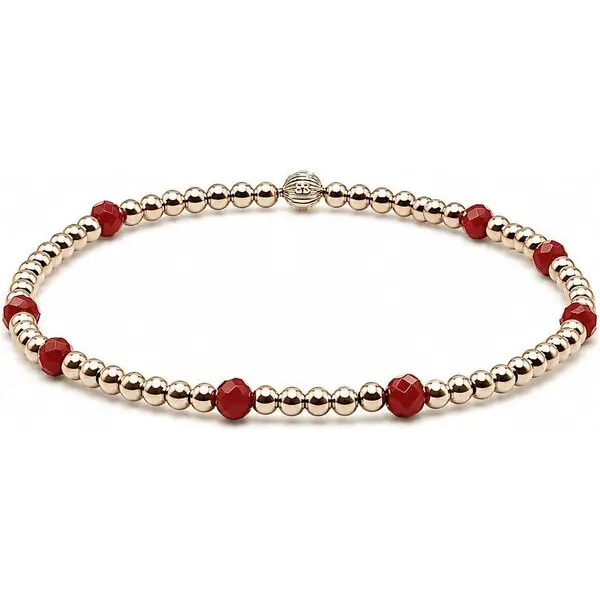BOWOOD LANE Ruby Glass Beaded Bracelet With 14k -filled Beads