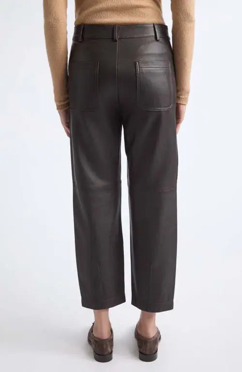 Eleventy Straight-fit Lambskin Leather Trousers - 126 Chocolate