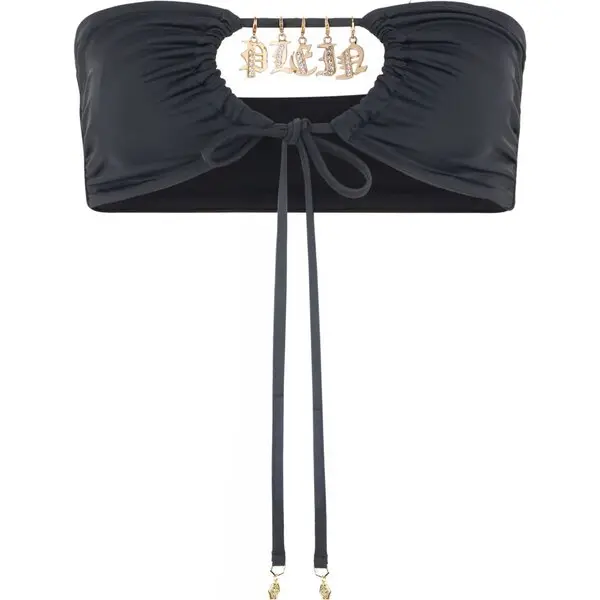 Philipp Plein Bandeau Swim Top With Gold Charms