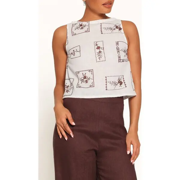 PETAL & PUP Leni Print Crop Sleeveless Top