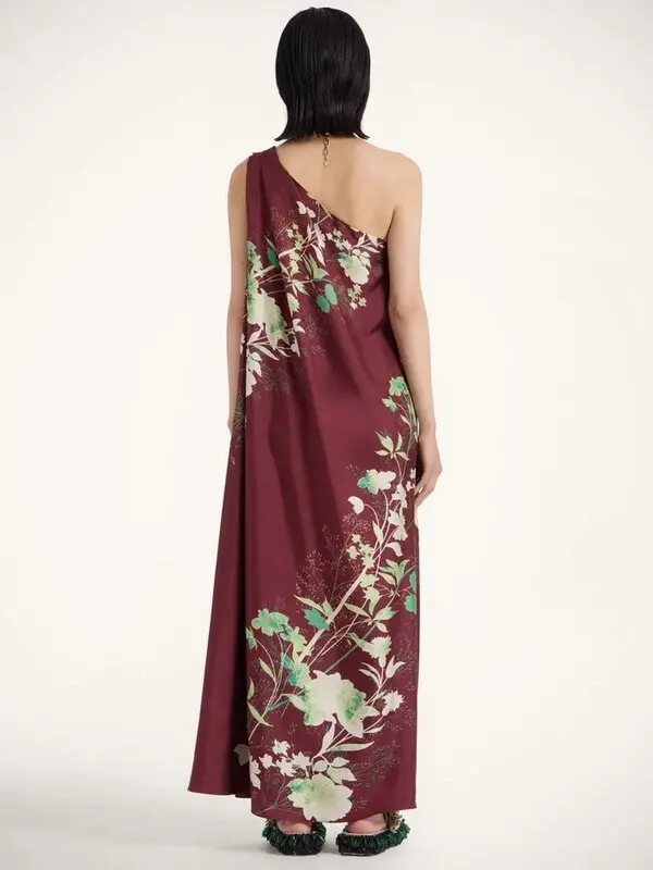 La DoubleJ Woodland Placée Silk Maxi Dress - Burgundy