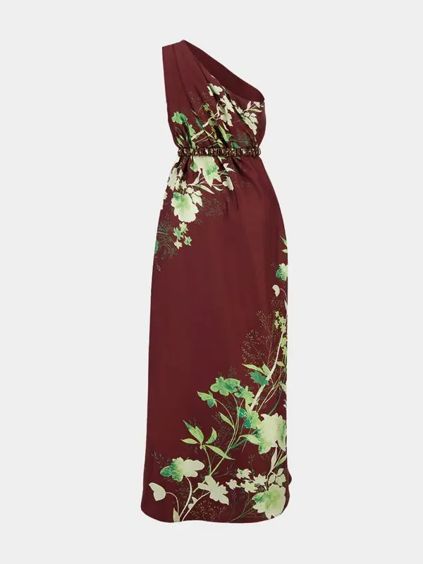 La DoubleJ Woodland Placée Silk Maxi Dress - Burgundy