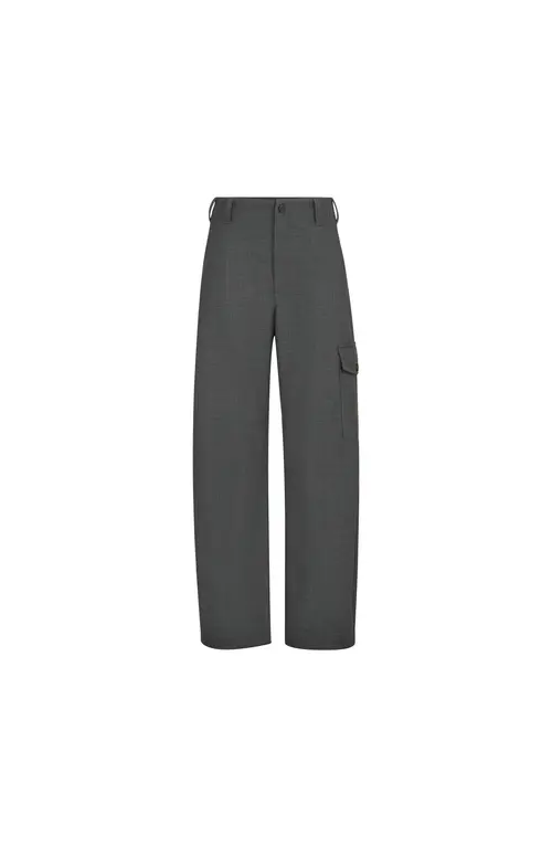 Brunello Cucinelli Virgin Wool Twill Cargo Barrel Trousers With Monili