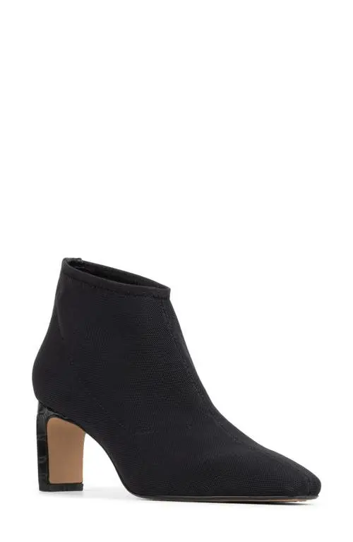 DONALD PLINER Birdee Croc Embossed Trim Bootie - Black