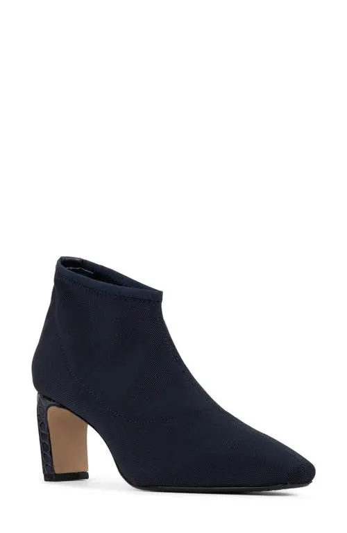 DONALD PLINER Birdee Croc Embossed Trim Bootie - Navy