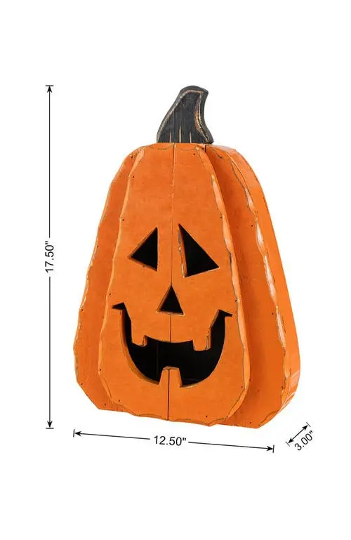 GLITZHOM Halloween Chunky Wood Jack-o-lantern Porch Decor
