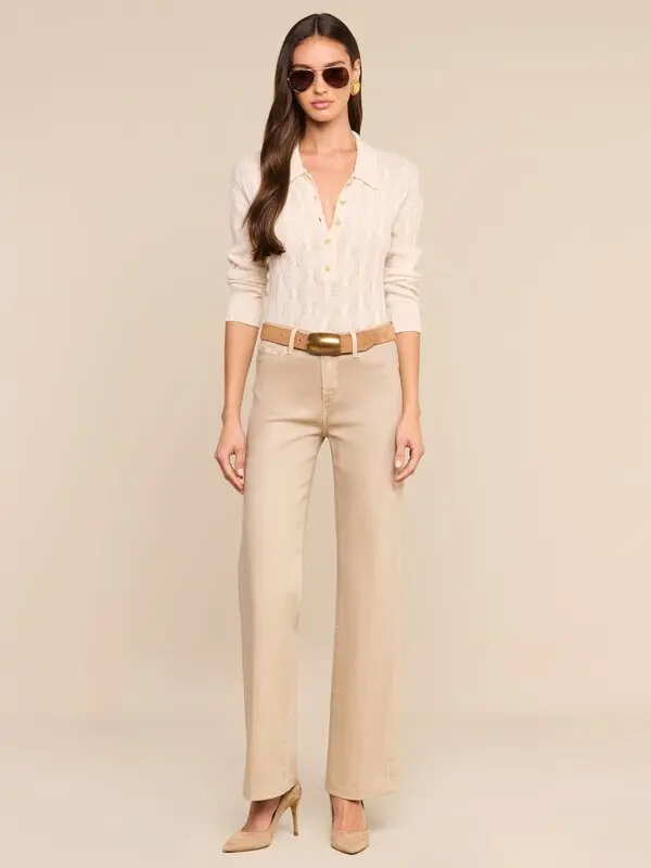 L'Agence Airy Cable Knit Sweater With Heart Buttons