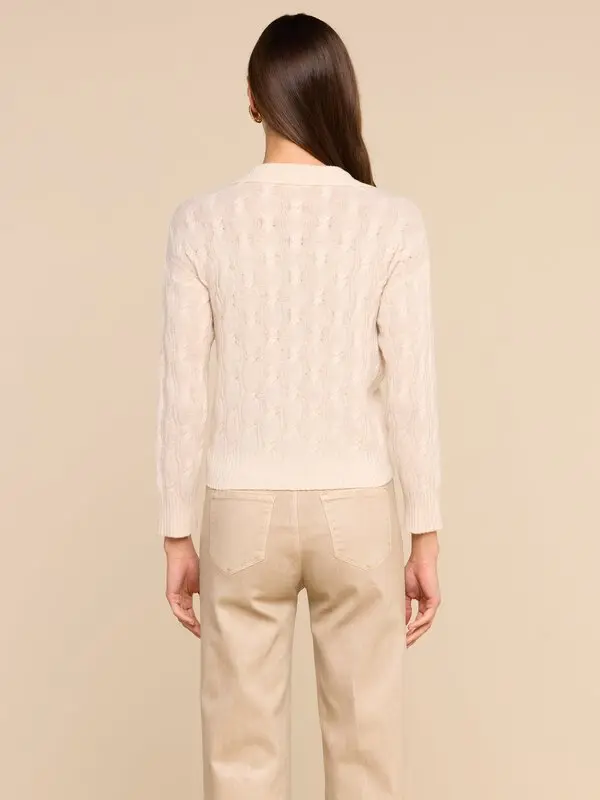 L'Agence Airy Cable Knit Sweater With Heart Buttons